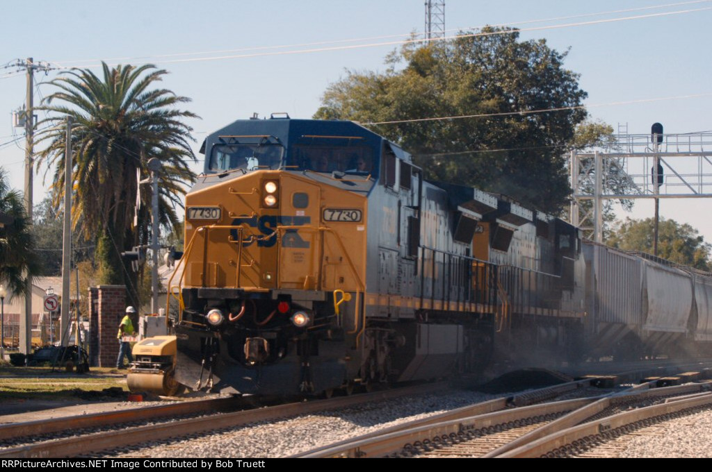 CSXT 7730 & 7822 NB thru track work in the area of the old Amtrak Station Ocala